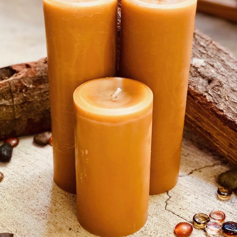 3 Beeswax Candle Pillar - Etsy
