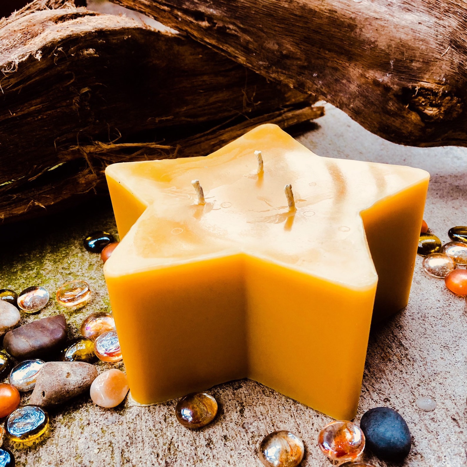 100% Pure Beeswax Star Shaped Candle-3 Wick Large Beeswax Star | Etsy