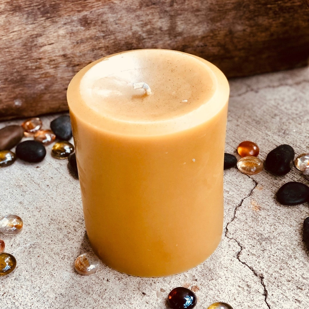 4" Wide 100% Pure Beeswax Pillar Candle-up to 9" Tall. Pure Beeswax ...