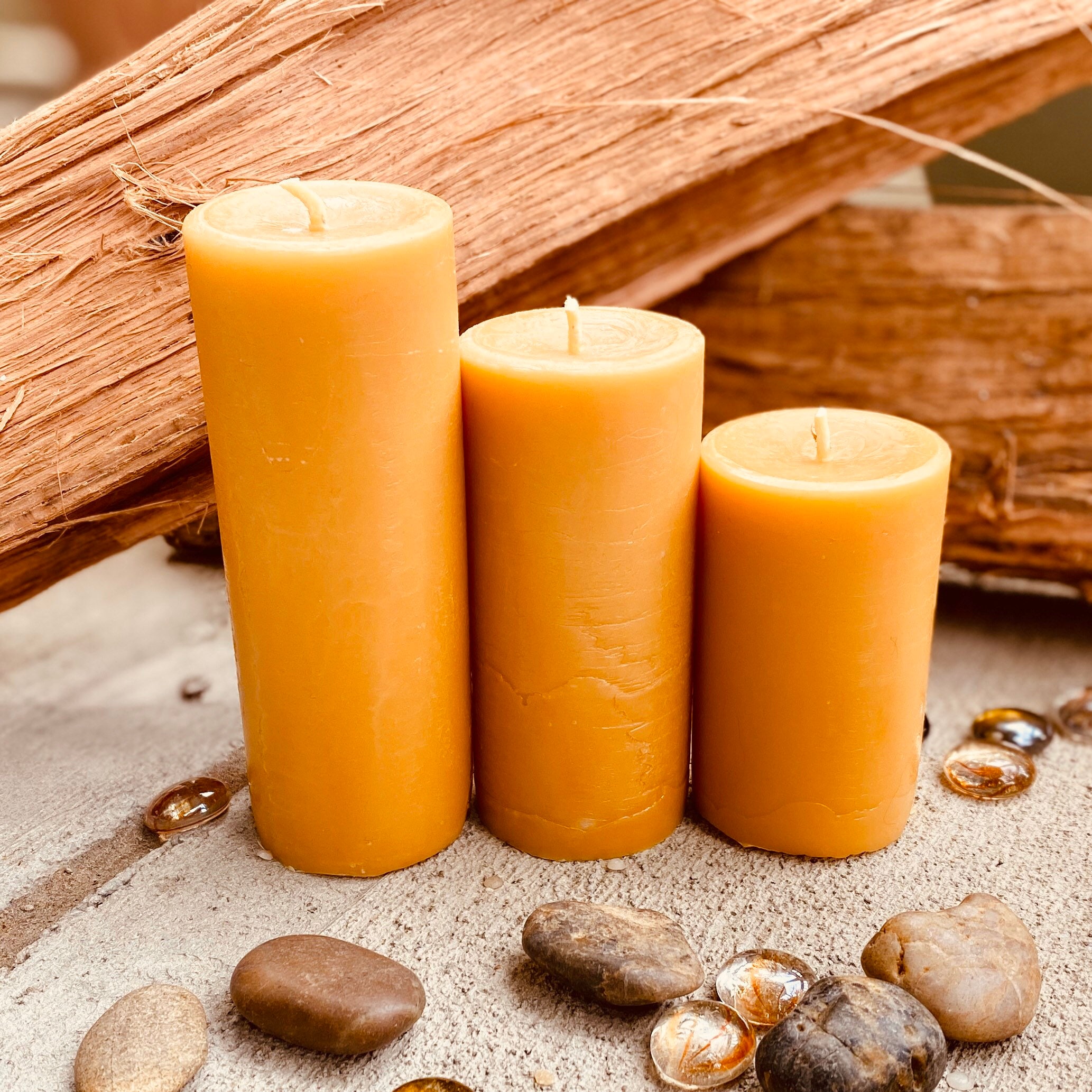 100 Pure Organic Beeswax Pillar Candles Set Of 3 Beeswax Pillar Candles