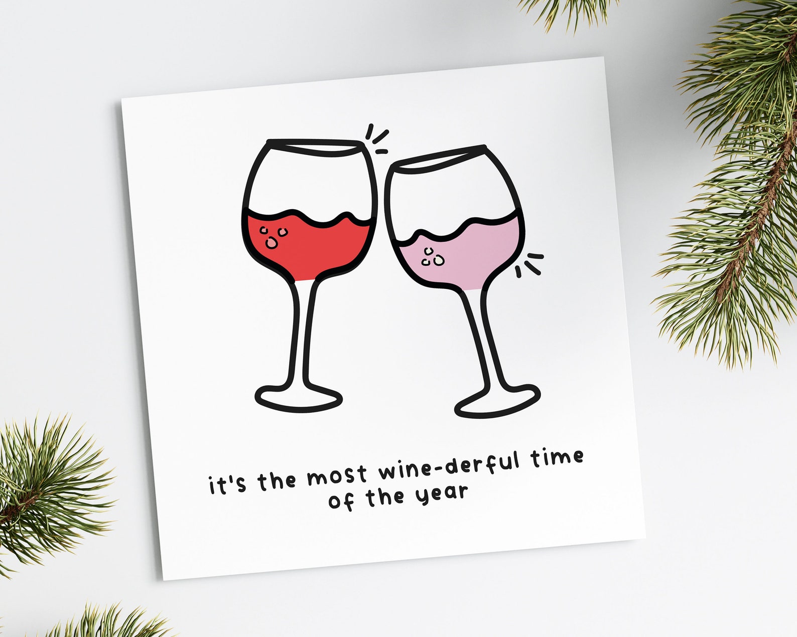 Wine Christmas Card, Punny Christmas Card, Cute Holiday Card, Card for ...