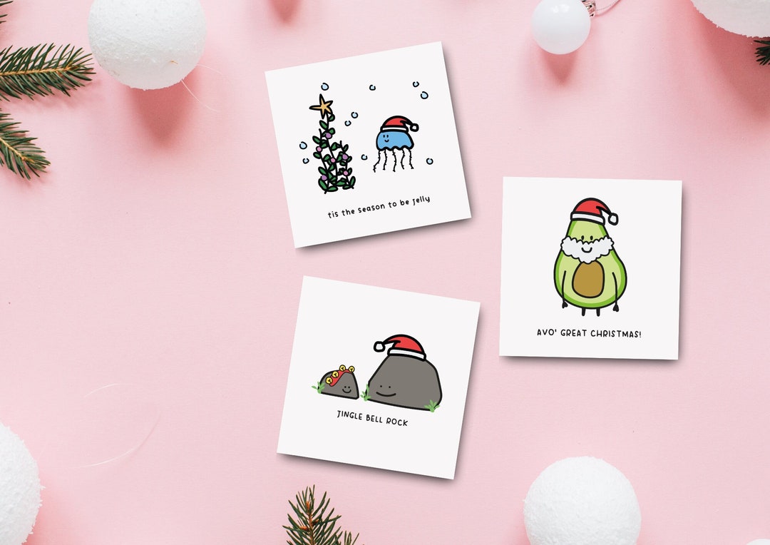 Set of Punny Christmas Cards, Christmas Card Pack, Punny Christmas ...