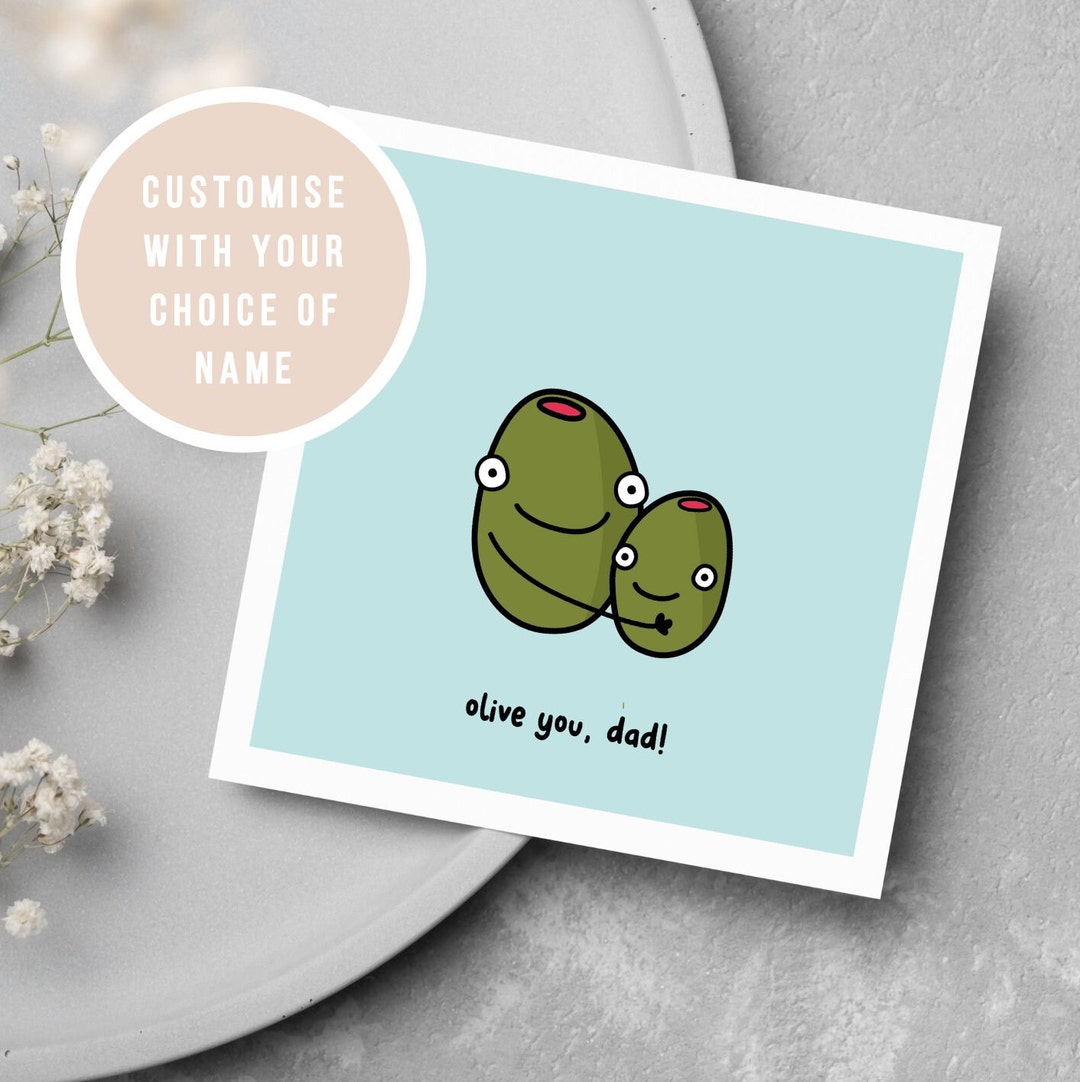 Olive You Daddy, Cute Father's Day Card, Love You Dad Card, Card for ...