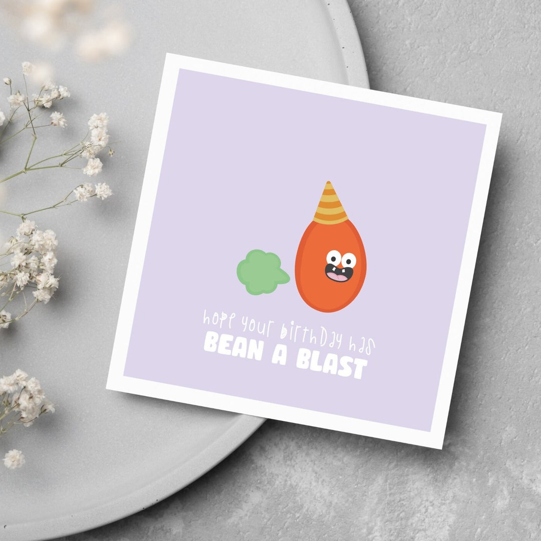 Baked Bean Birthday Card, Punny Bean Card, Card for Him, Funny Baked ...