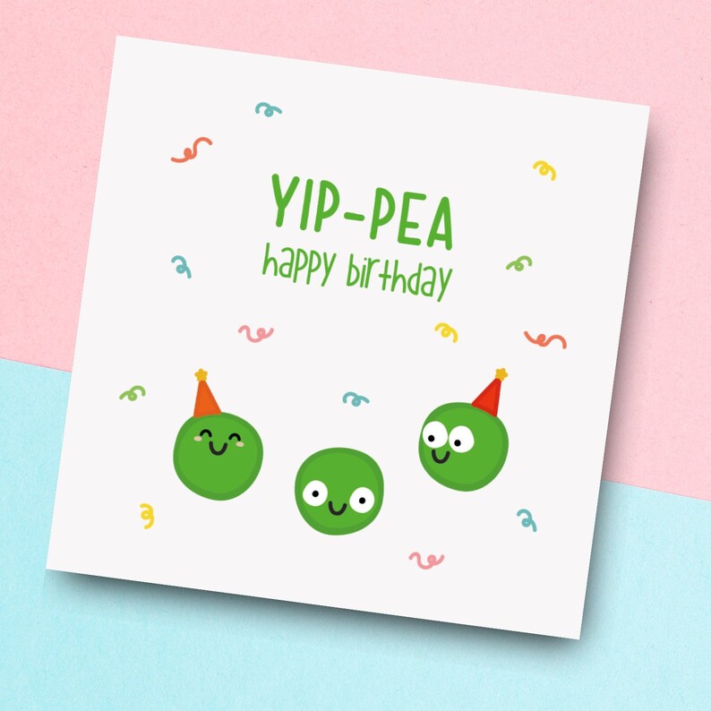 Yip Pea Happy Birthday Card, Funny Pea Card, Funny Card for Birthday ...