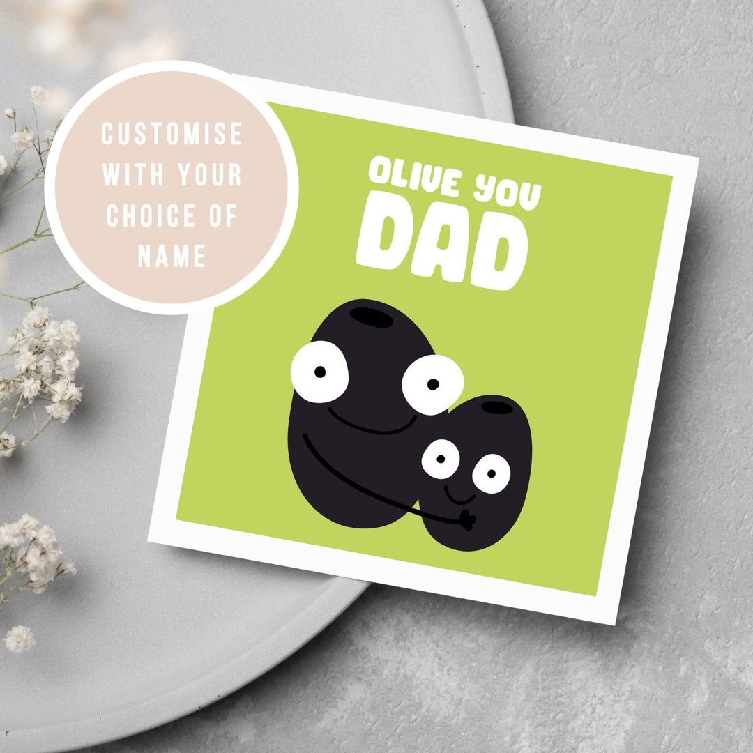 Olive You Dad, Funny Birthday Card, Dad Birthday Card, Fathers Day Card ...
