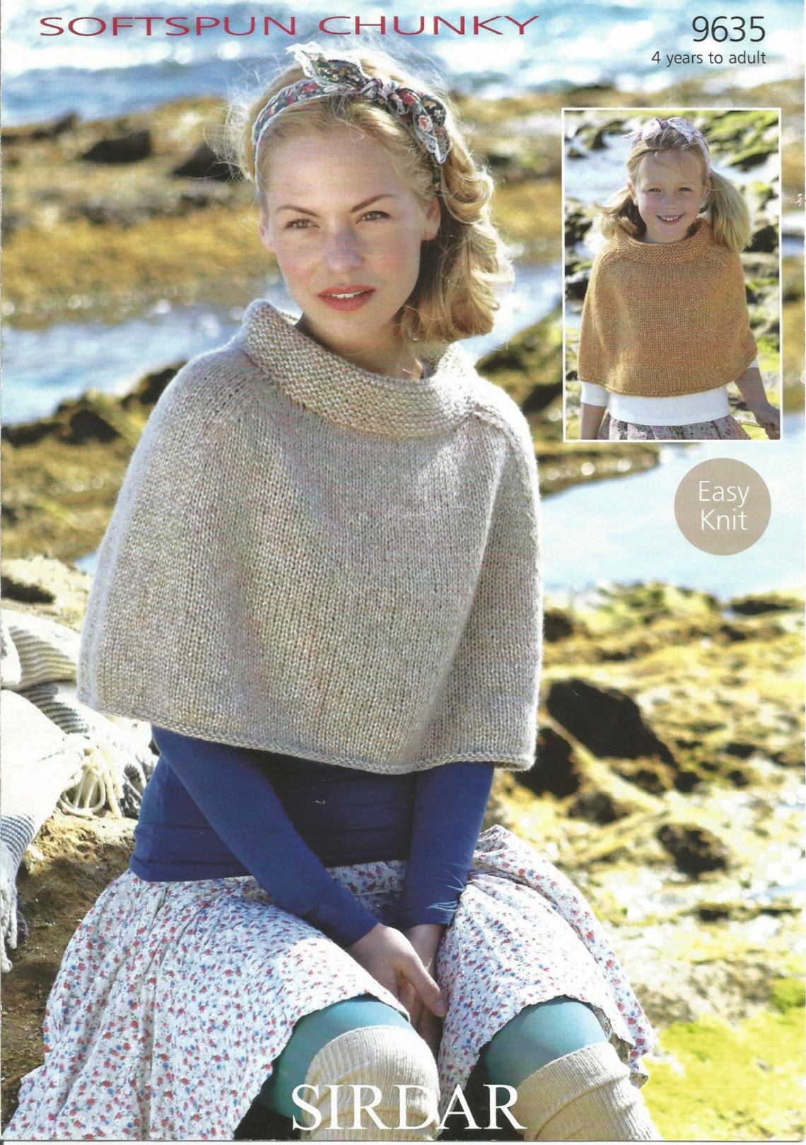Vintage SIRDAR Softspun Chunky Poncho Digital Knitting Pattern 9635 - Etsy