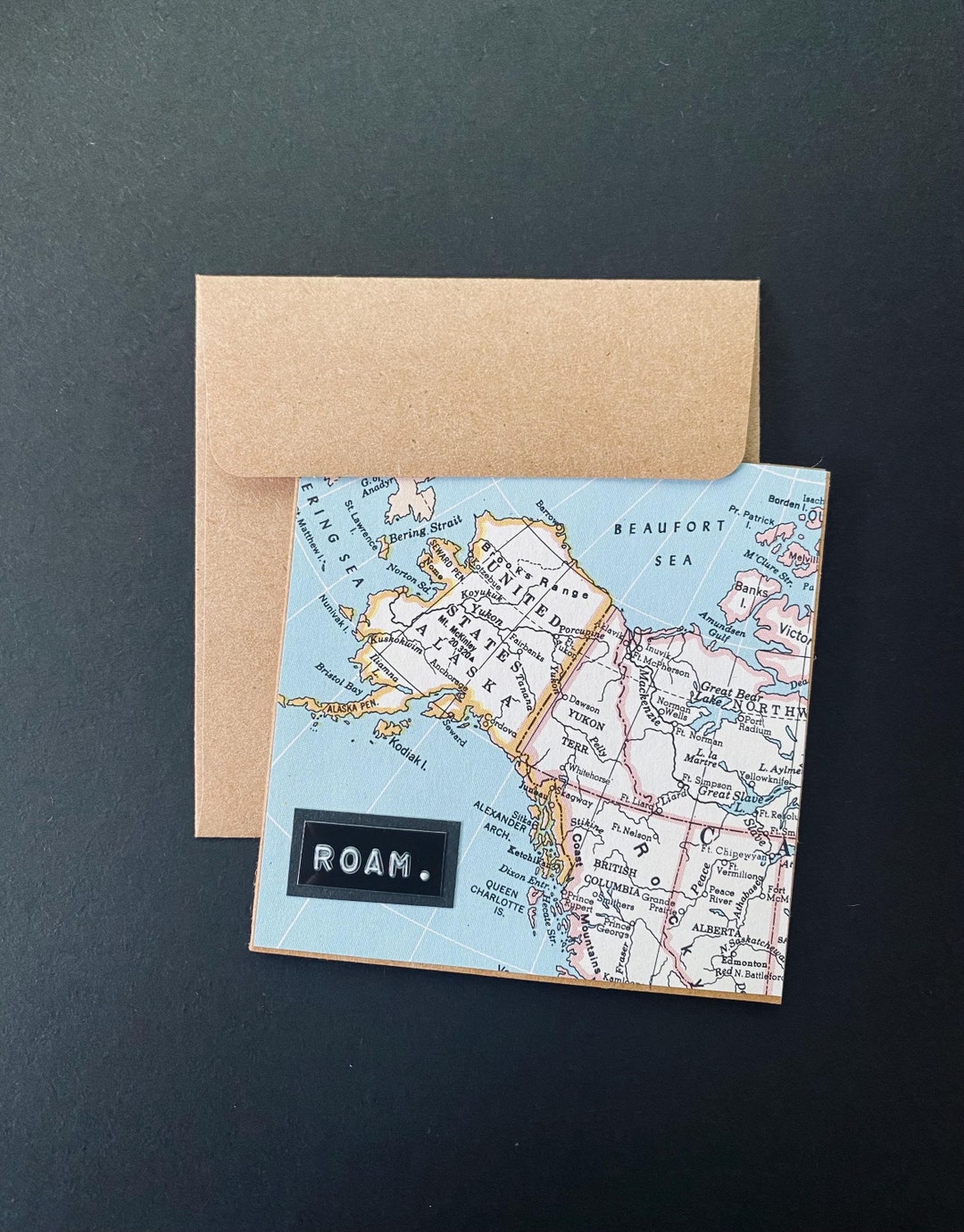 Roam Greeting Card Atlas Art / Kraft Paper / Blank Greeting Card - Etsy