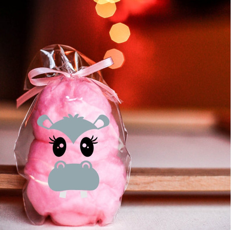 Hippo Party Cotton Candy Favors, Hippo Birthday, Hippo Party Favor ...