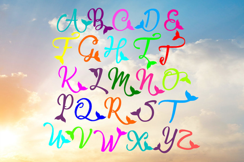 Mermaid Font Alphabet personalize DIY Projects Mermaid - Etsy