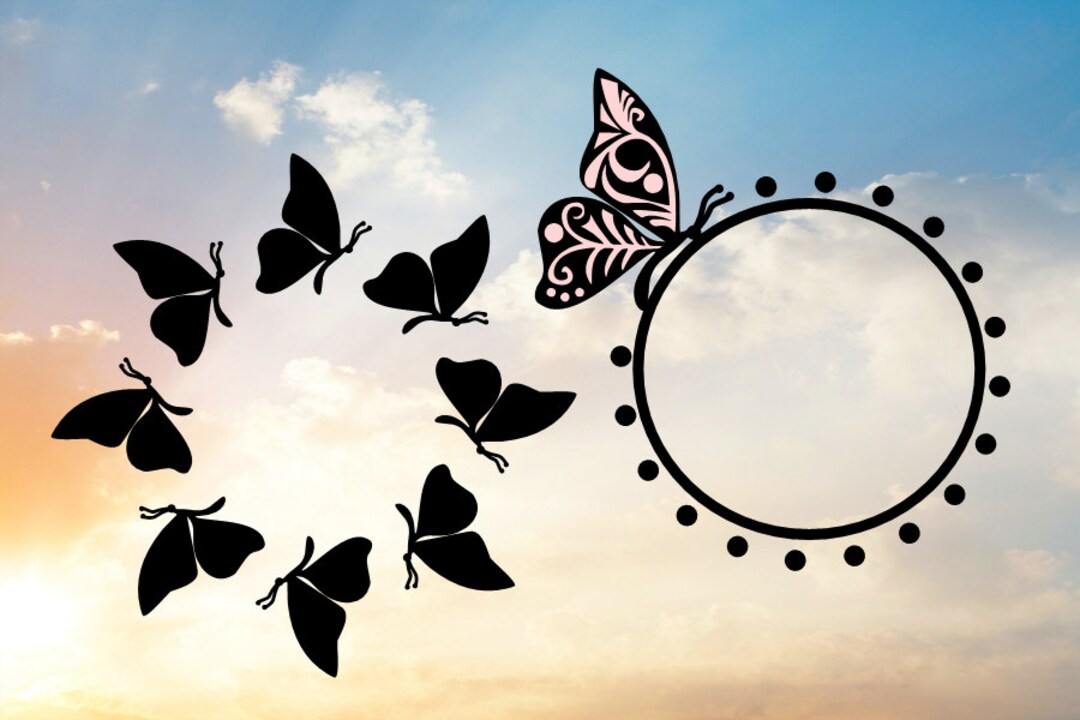Butterfly SVG, Monogram SVG, Monogram Frame SVG, Butterfly Cut File ...