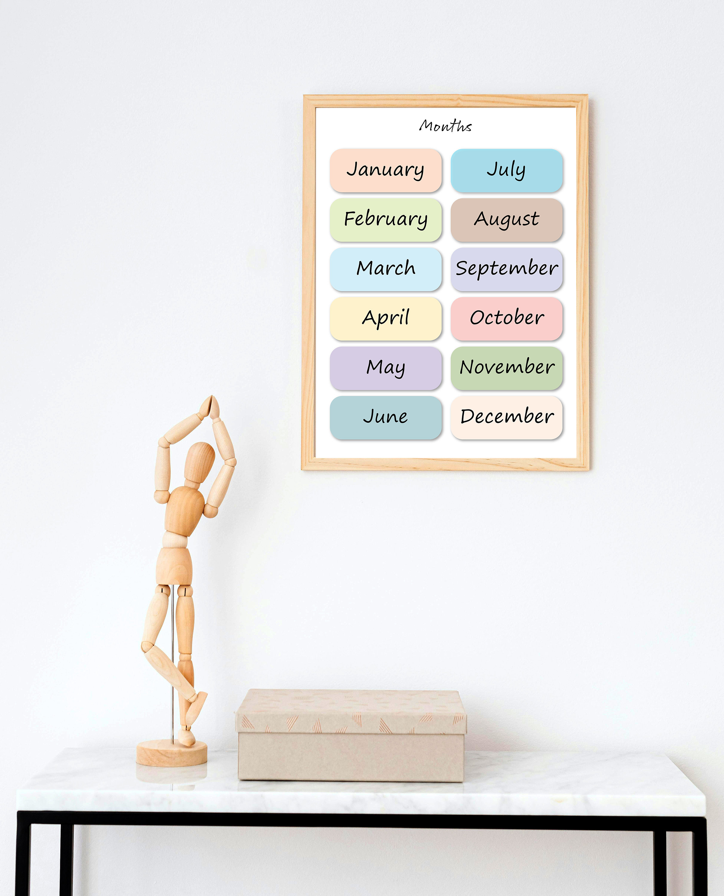 Months Educational Chart Digital Files A1, A2, A3, A4 Colouful ...