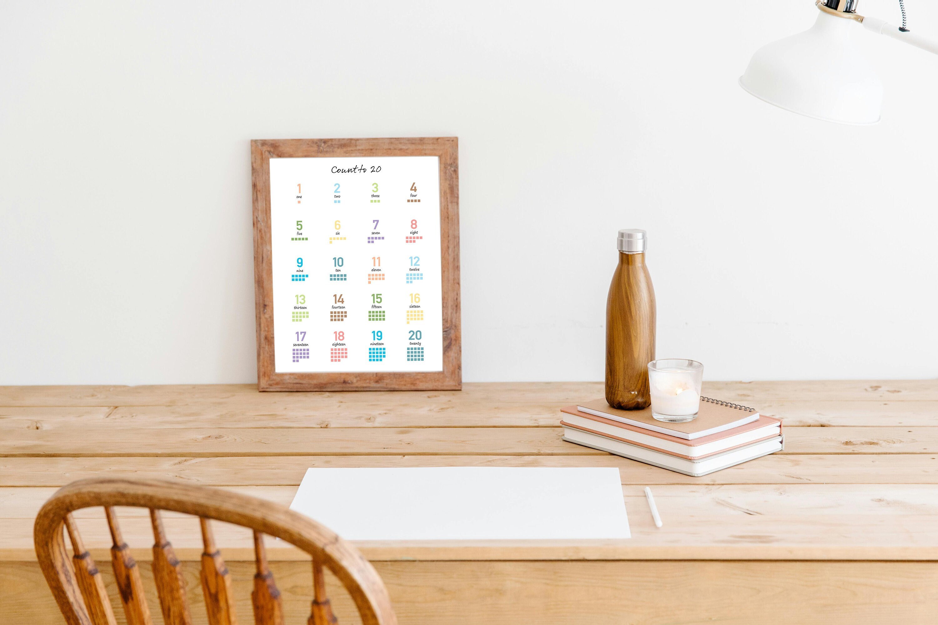 Count to 20 Number Chart Digital Files A1, A2, A3, A4 Maths Educational ...