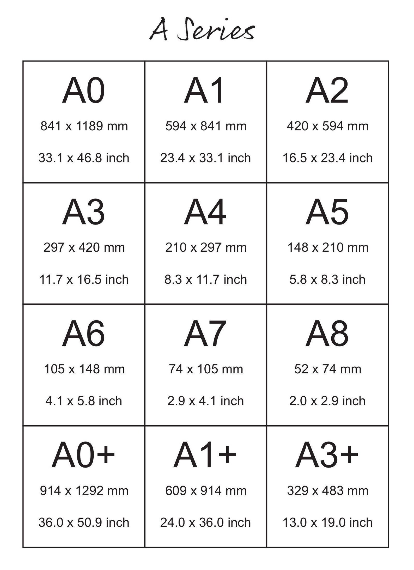 Printable Standard Australian Paper Size Chart - Digital Download ...