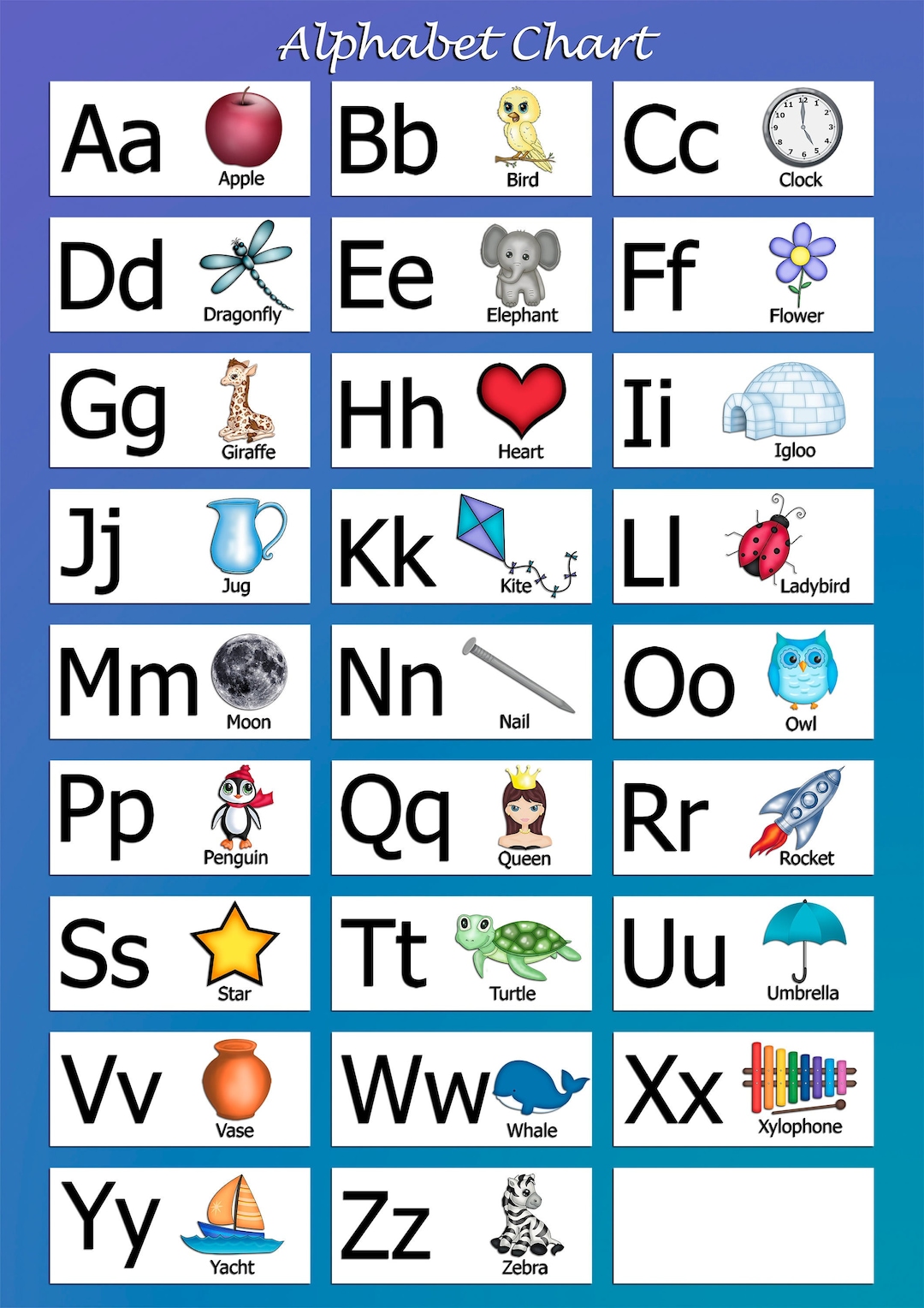 Alphabet Chart Digital Files (A1, A2, A3, A4) - Abcs, Alphabet ...