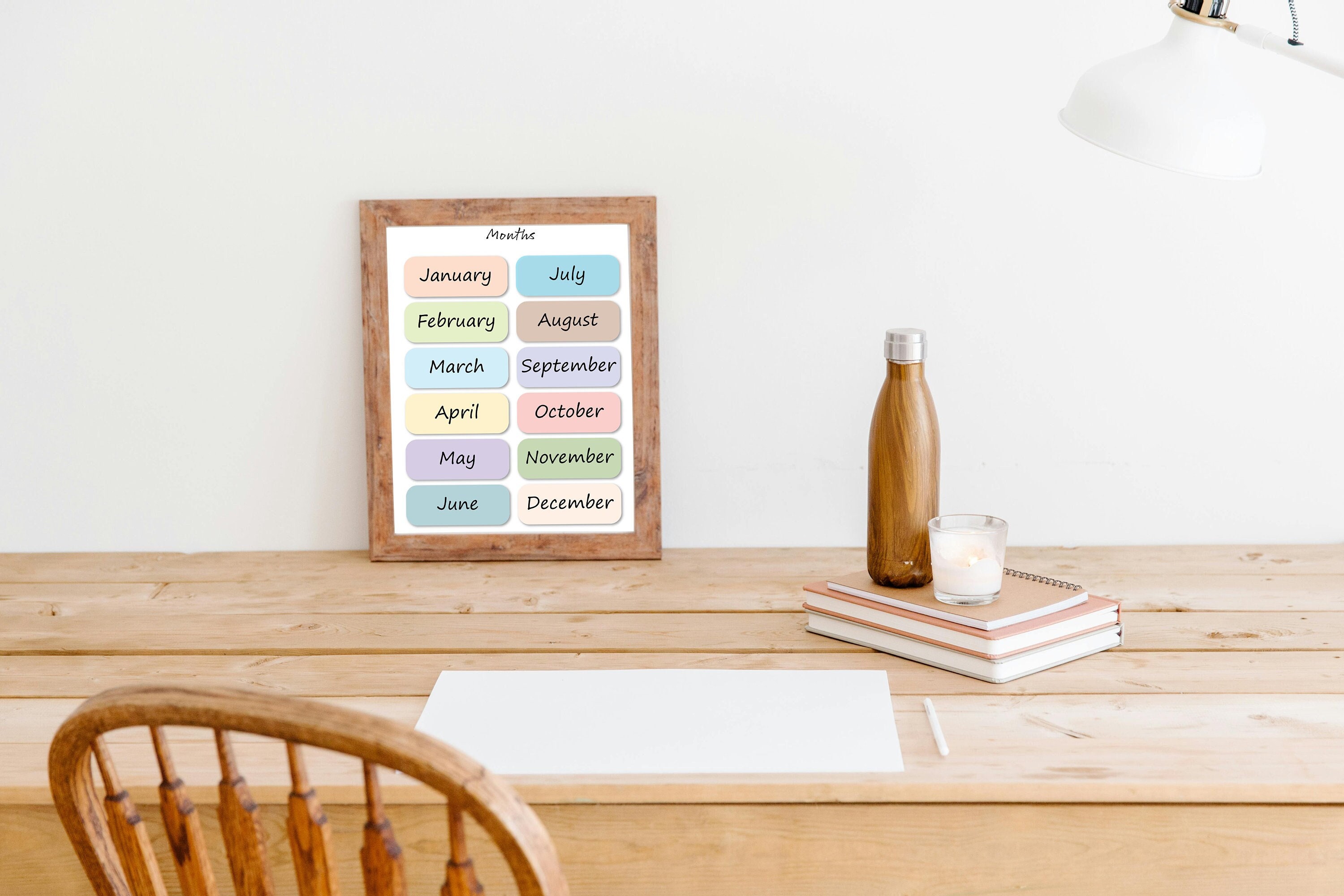 Months Educational Chart Digital Files A1, A2, A3, A4 Colouful ...