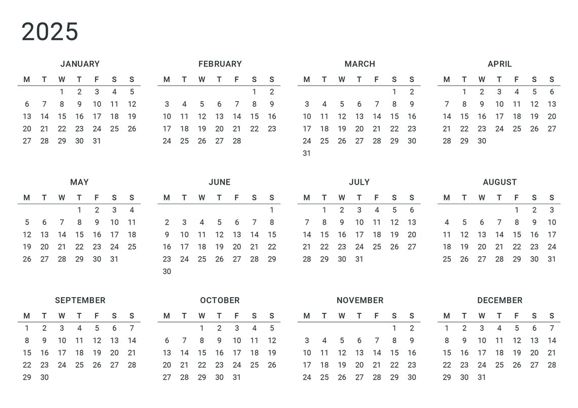 Printable Calendar Bundle 2024, 2025 and 2026 Year to a Page Landscape ...