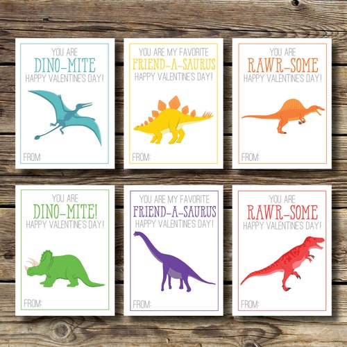 Printable Dinosaur Valentine Cards 2 // Instant Download - Etsy