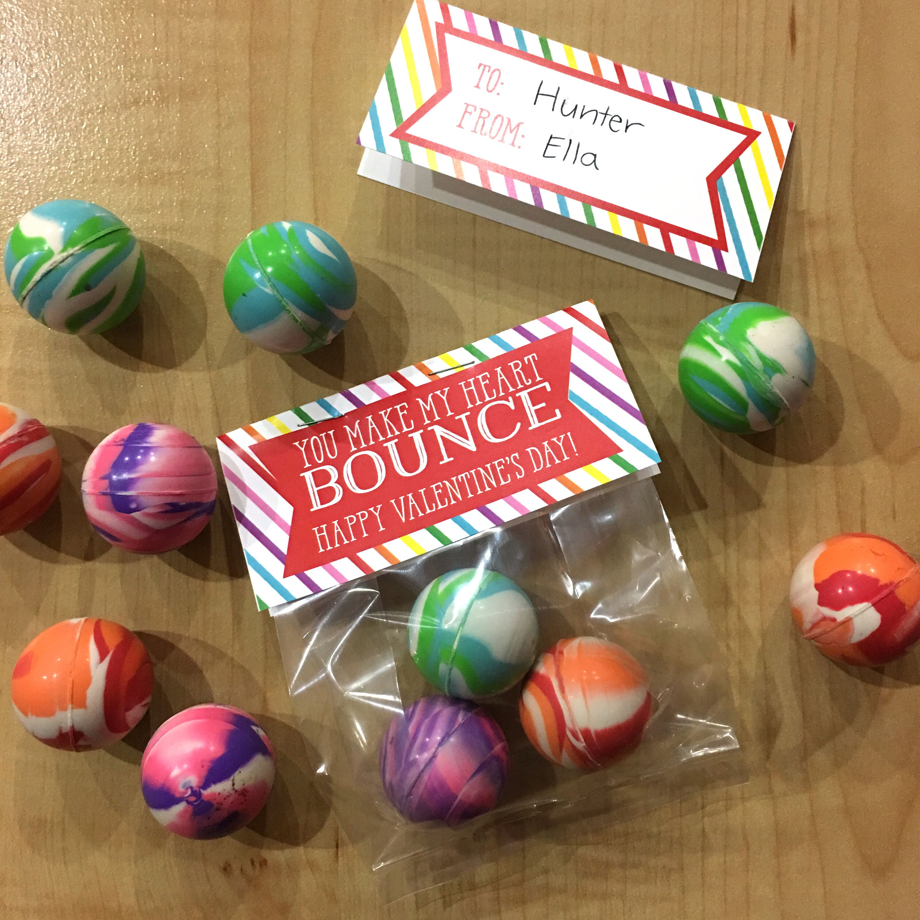Bouncy Ball Valentines - Rainbow, Kid Valentine - INSTANT DIGITAL ...