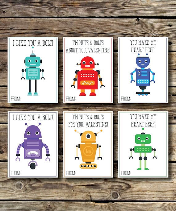 Robot Valentine Kid Valentine INSTANT DIGITAL DOWNLOAD | Etsy