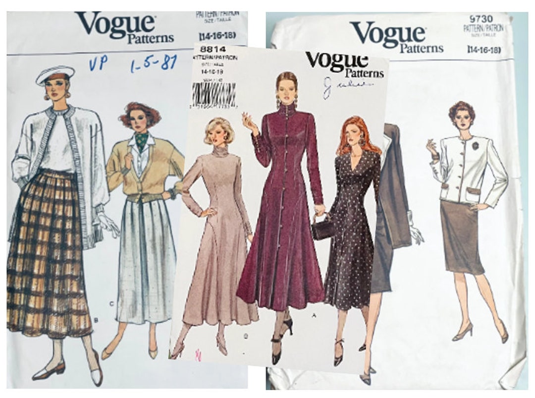 Vogue Patterns Sz 14 16 18 Fitted Long Flared Dresses, Coat, Jacket ...