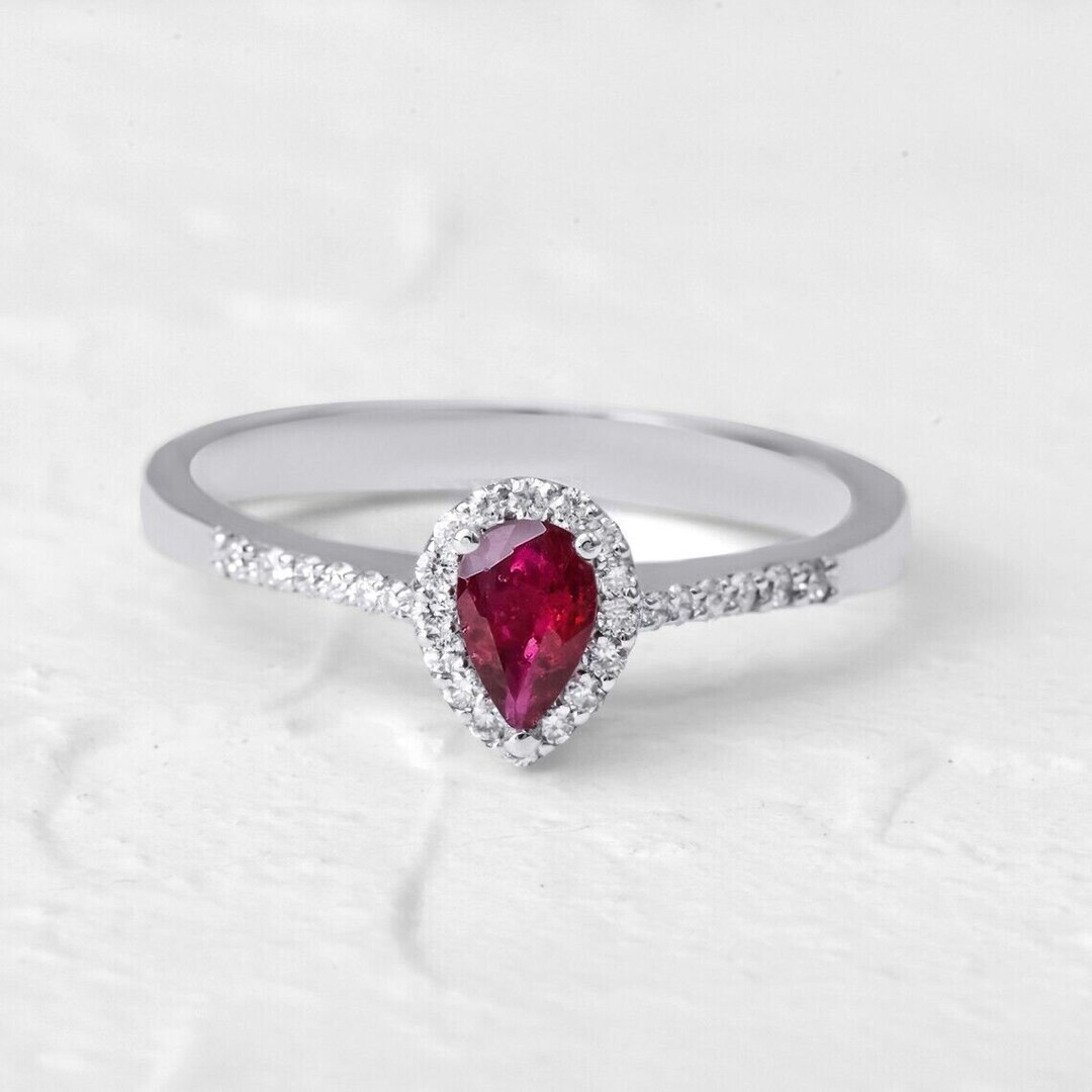 Pear Cut Ruby Ring,925 Sterling Silver,wonderful Ring,ruby Engagement ...