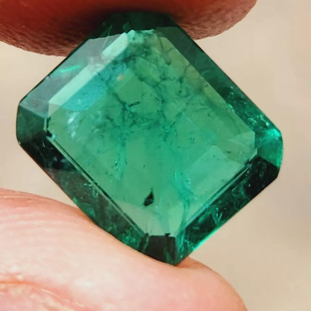 Loose Colombian Emerald Cut Lab Grown Emerald 11x9mm Faceted Gemstone ...