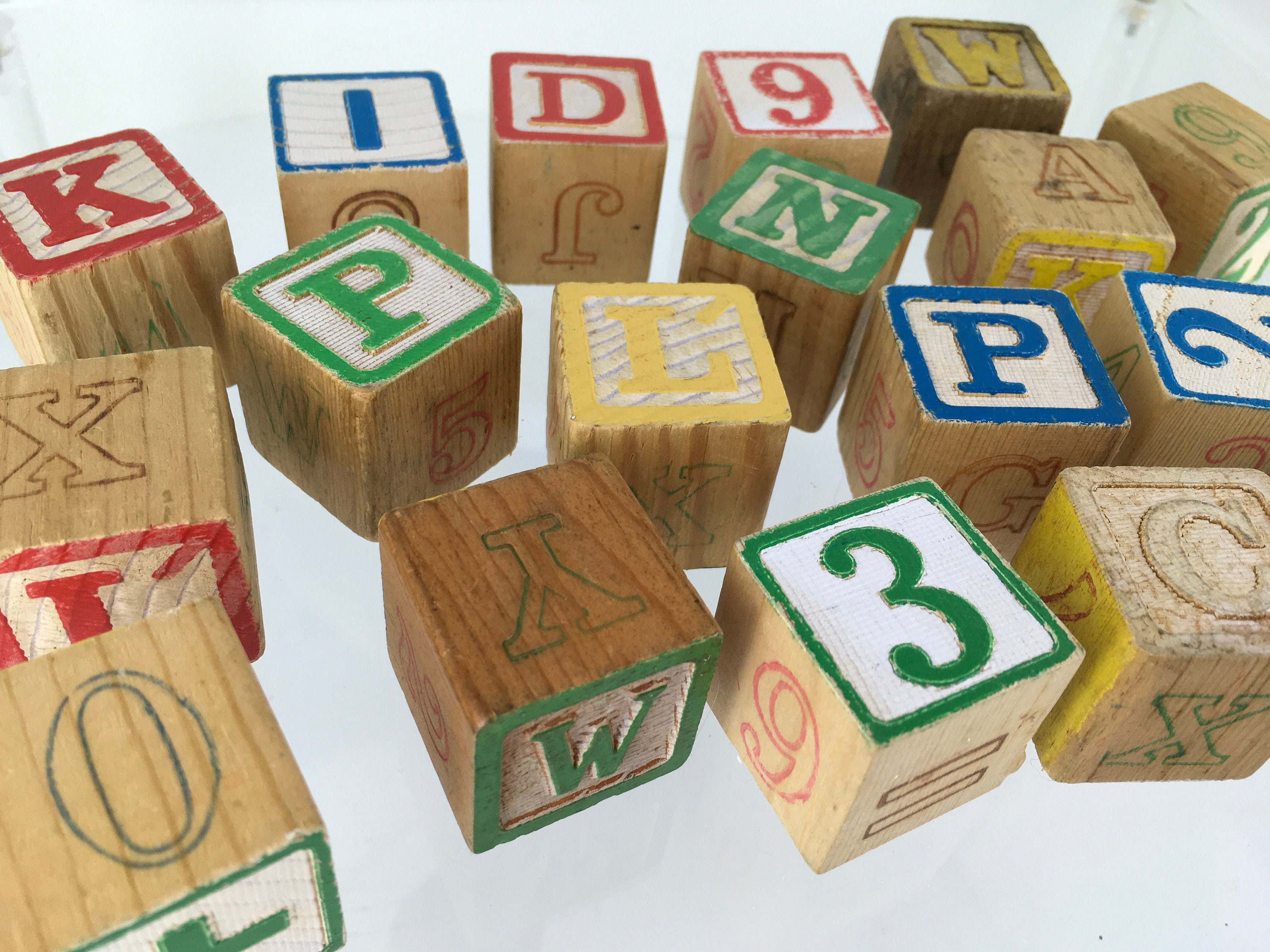Vintage Wooden Alphabet and Number 1 1/4 Blocks Childrens Blocks. Price ...