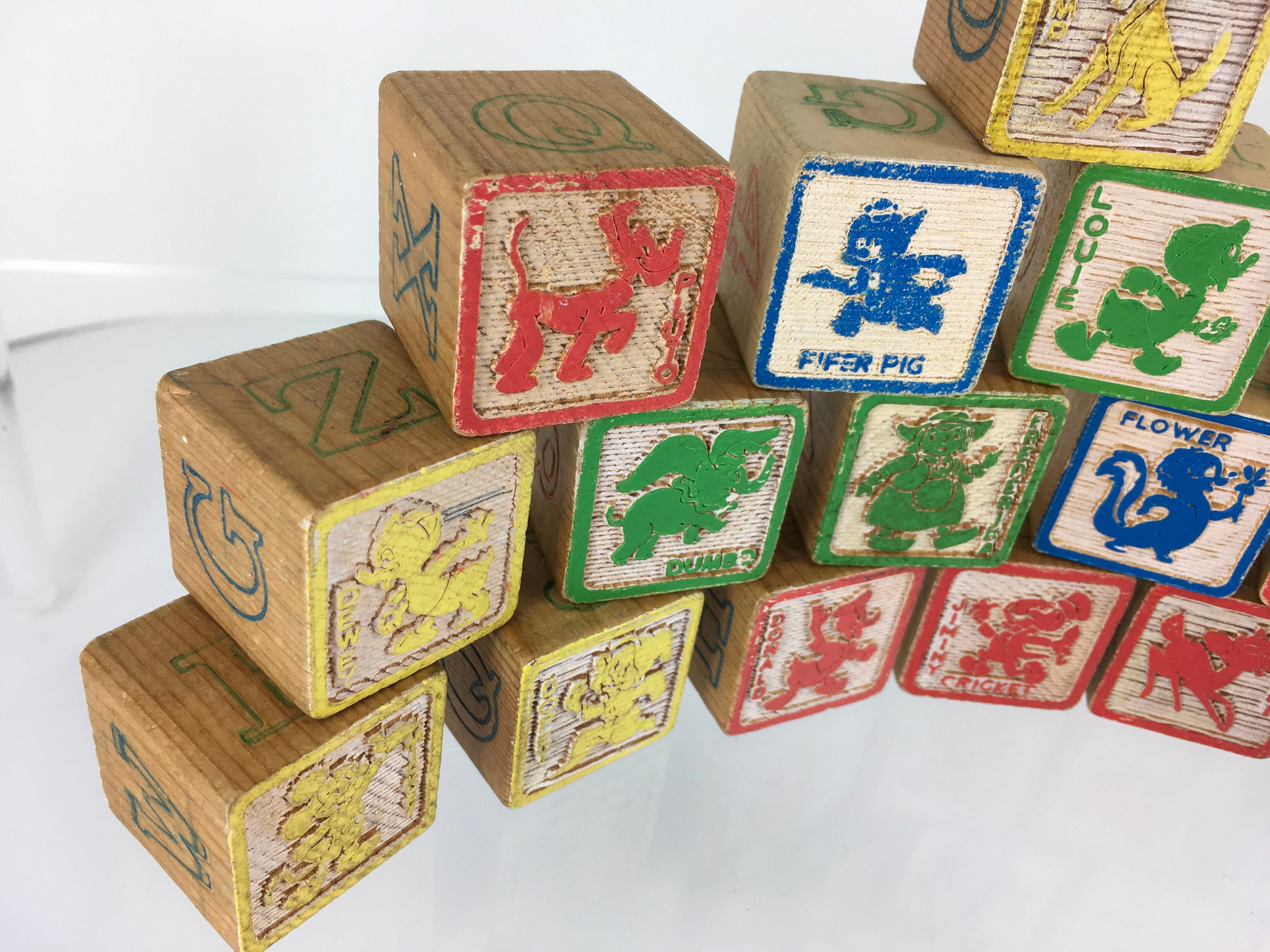Vintage Wooden Disney Alphabet 1 1/4 Blocks Childrens Blocks. Childs ...