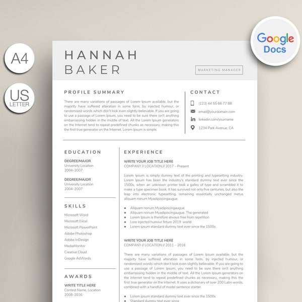 Google Docs Resume Slides - Etsy