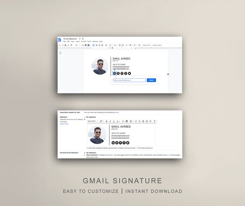 Email Signature Template for Gmail Instant Download, Modern and ...