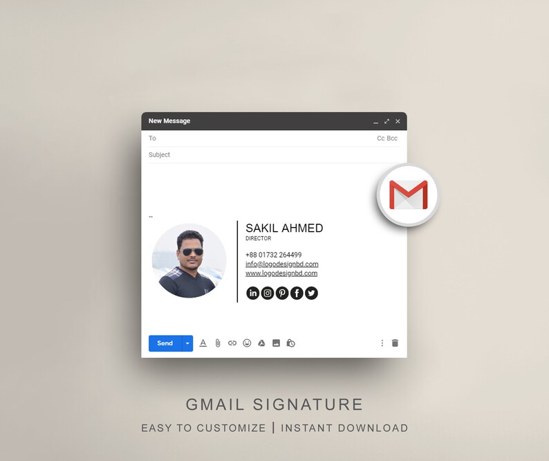 Email Signature Template for Gmail Instant Download, Modern and ...