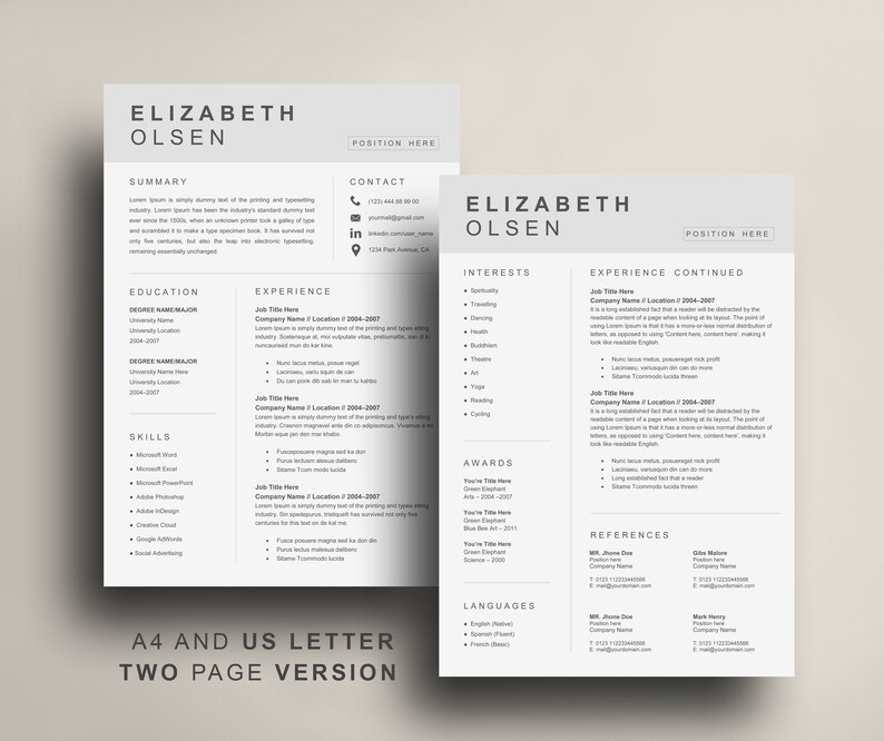 Resume, Resume Template, Creative Resume Template, CV Template Instant ...