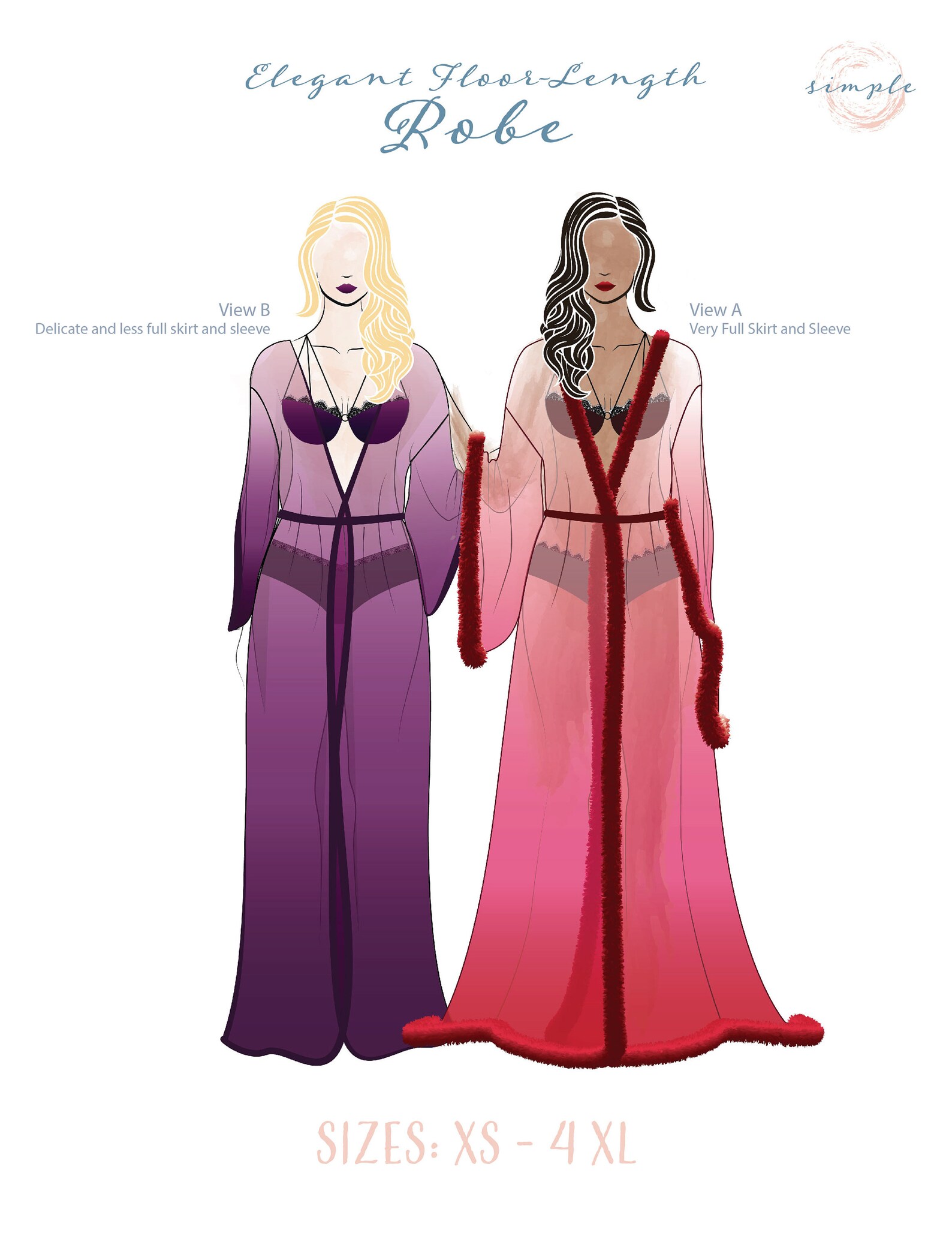 Luxury Robe Printable Sewing Pattern Sizes XS 4XL Very - Etsy