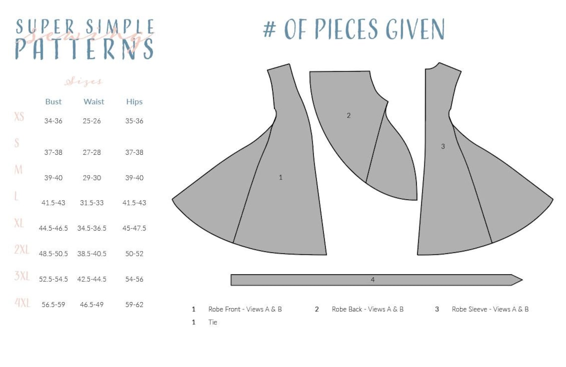 Luxury Robe Printable Sewing Pattern Sizes XS 4XL Very - Etsy Australia