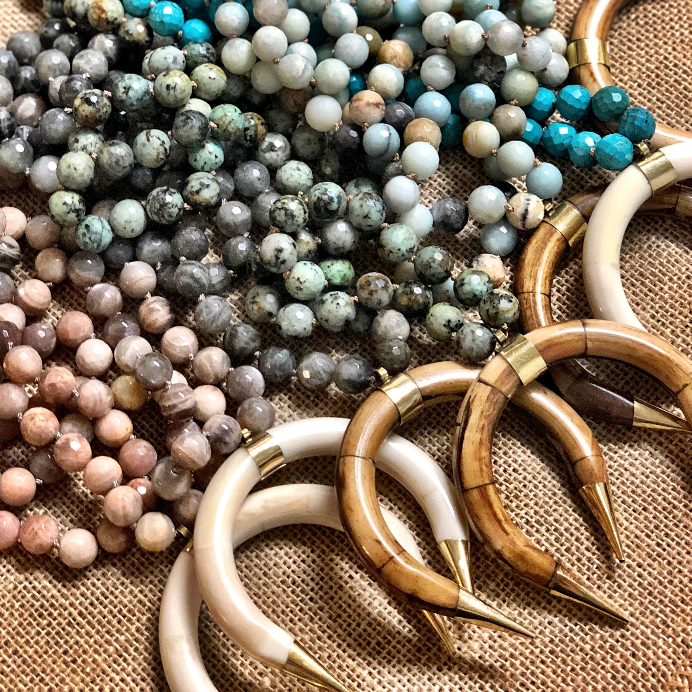 OX Bone Necklace With 12mm Amazonite - Etsy