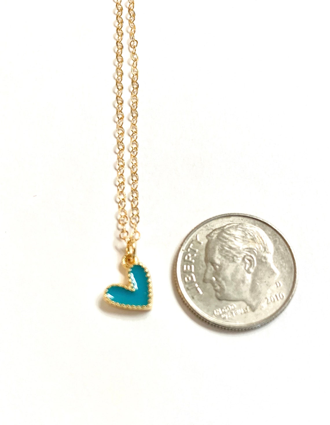 Small Enamel Heart on Gold Filled Chain - Etsy