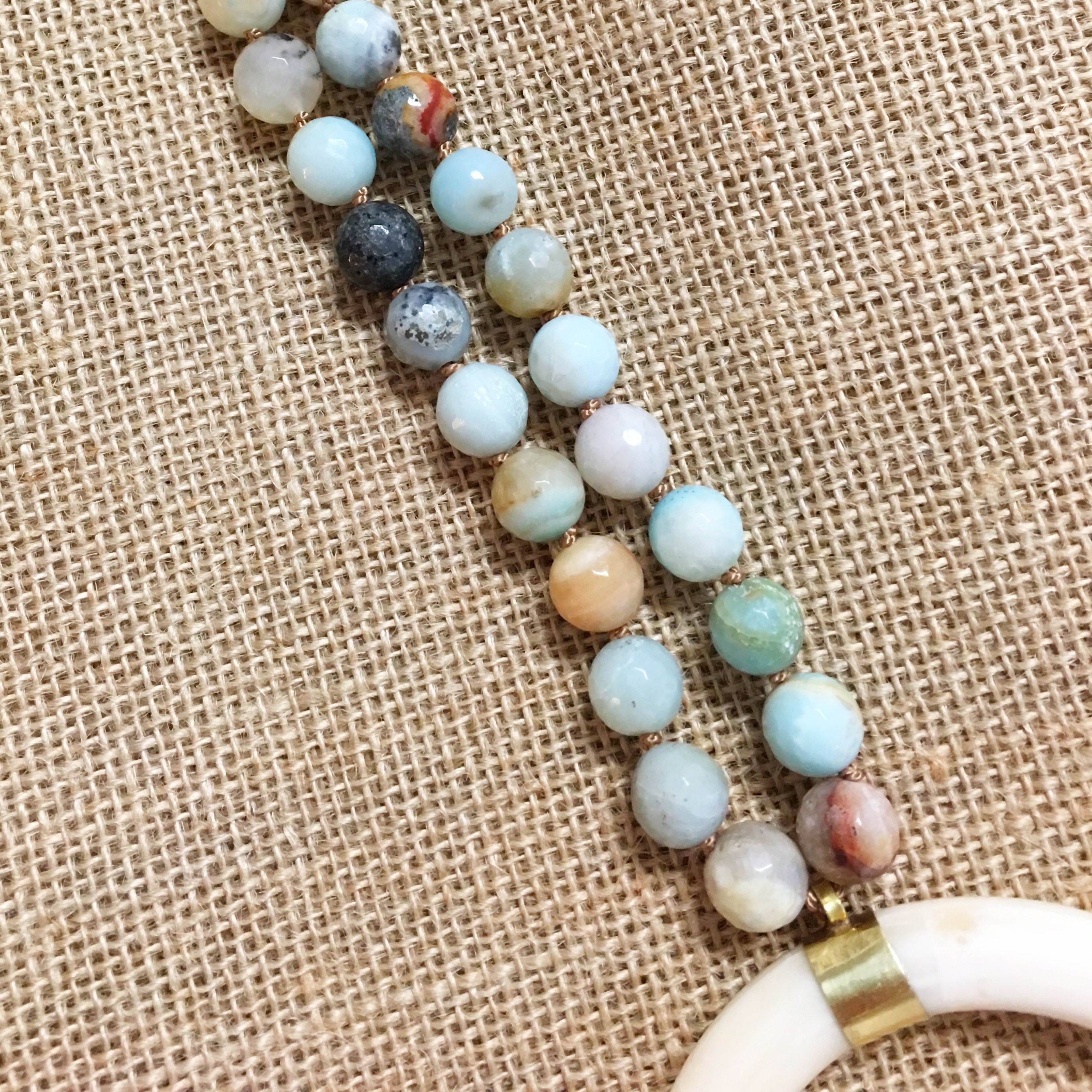 OX Bone Necklace With 12mm Amazonite - Etsy