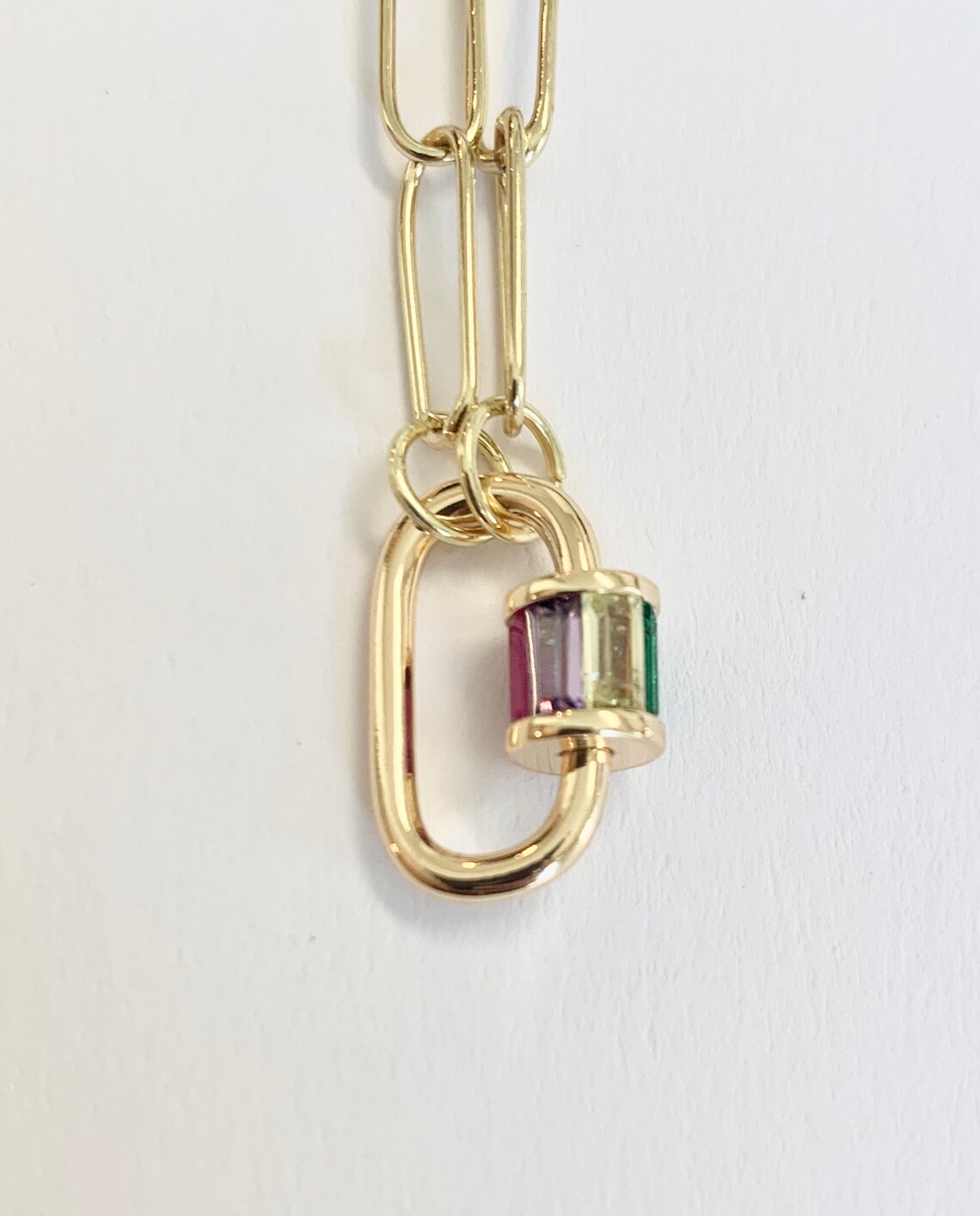 Rainbow Carabiner on Paperclip Chain - Etsy
