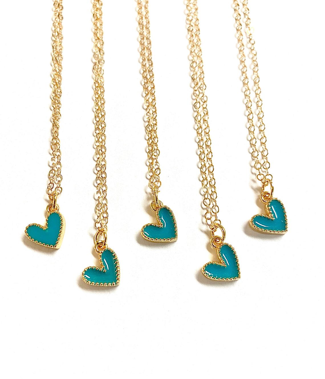 Small Enamel Heart on Gold Filled Chain - Etsy