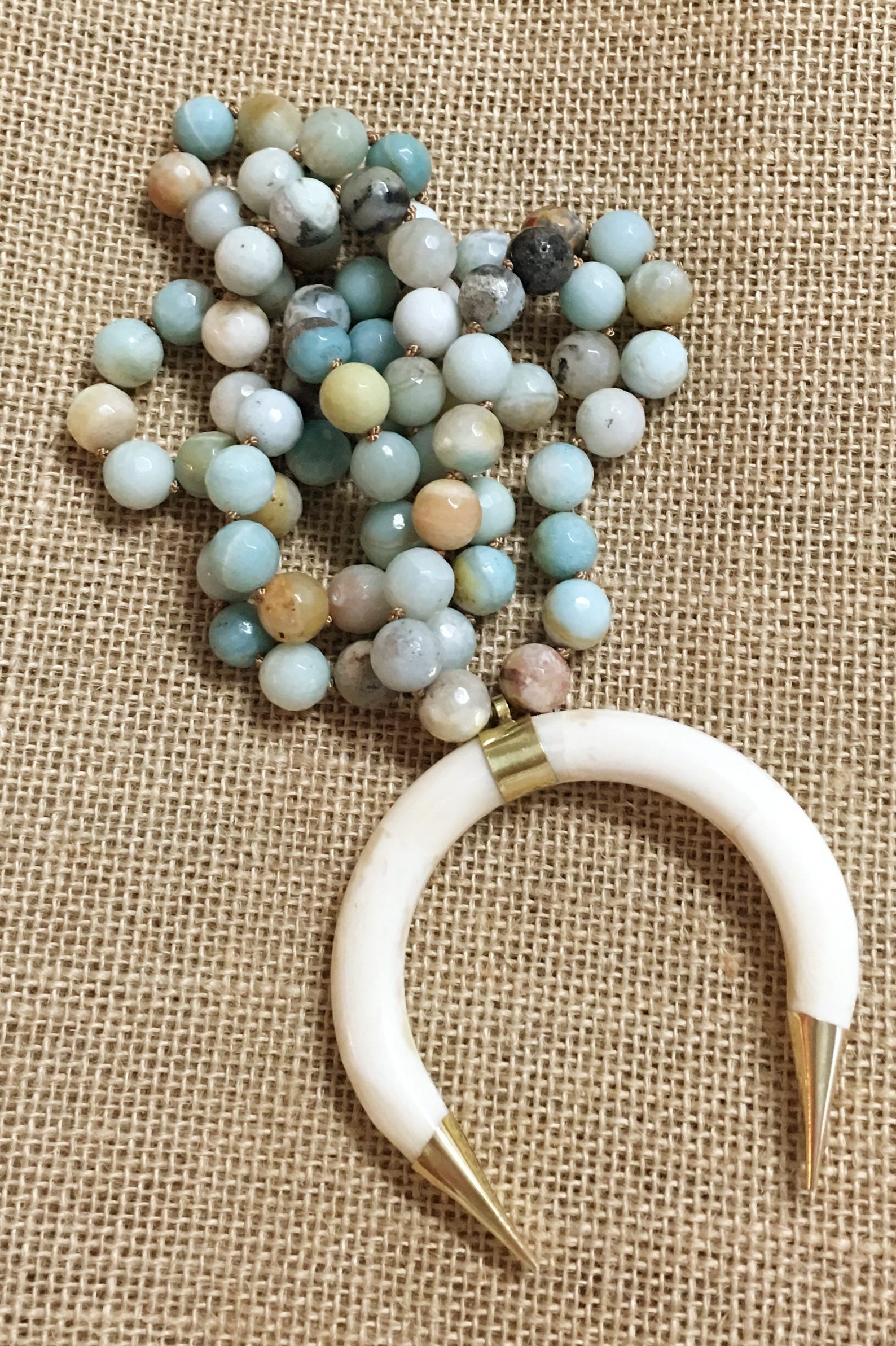 OX Bone Necklace With 12mm Amazonite - Etsy