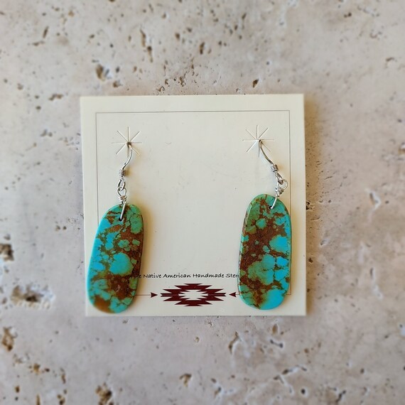 Handmade Turquoise Native American Dangle Earrings - Gem