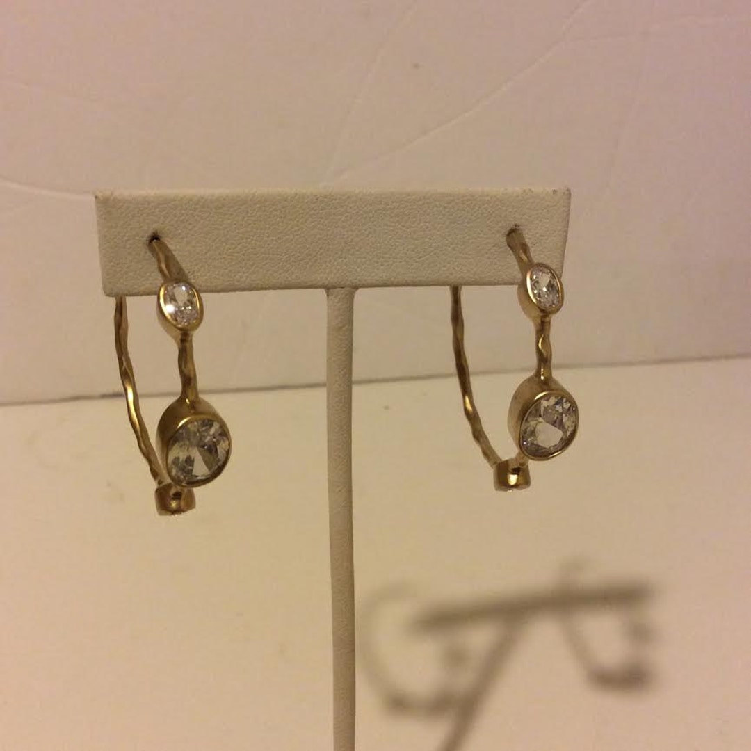 Gold Colored and Faux Diamond Hoop Earrings - Etsy