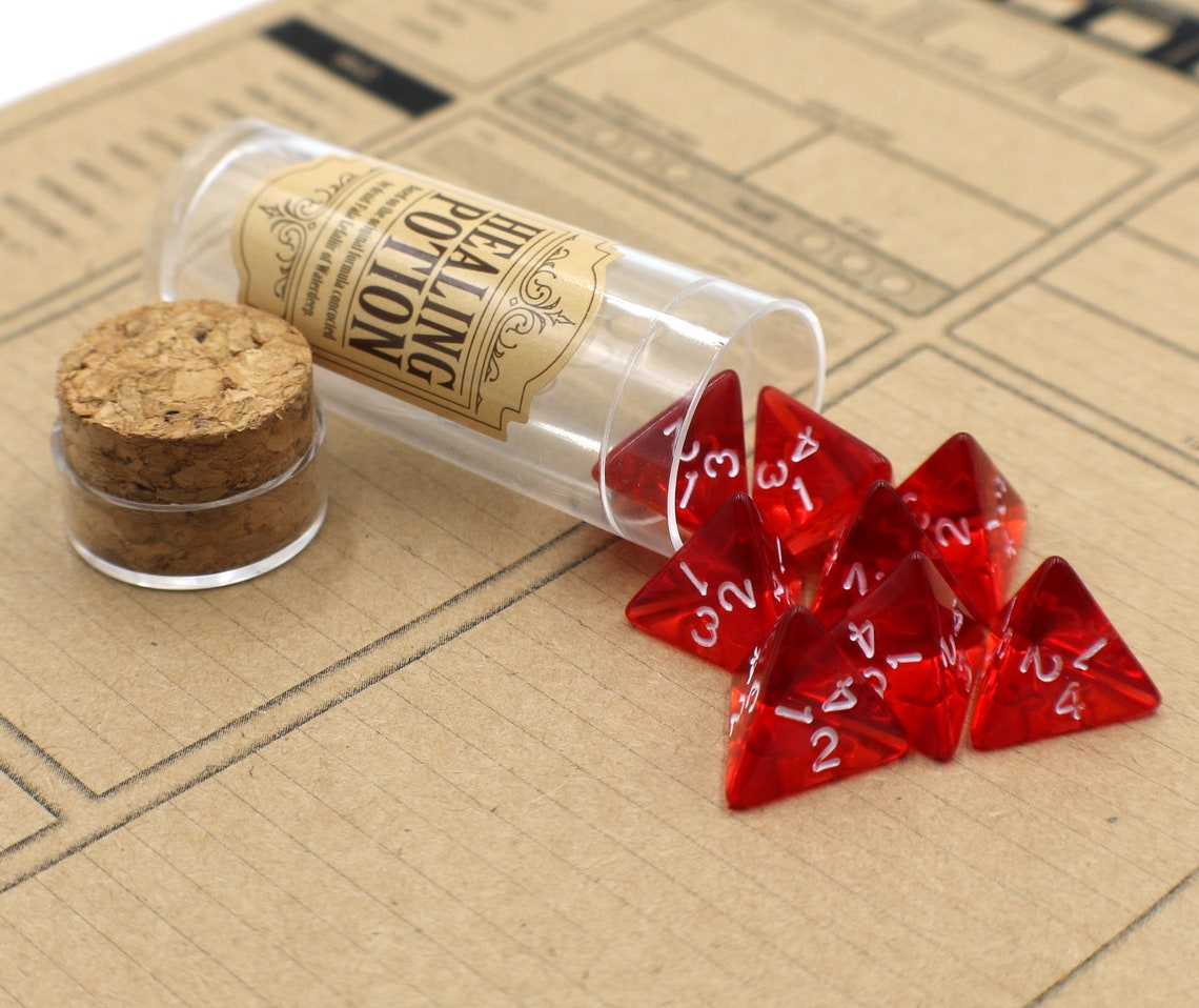 D&D Healing Potion With Red D4 Dice - Role Play Accessory - Etsy