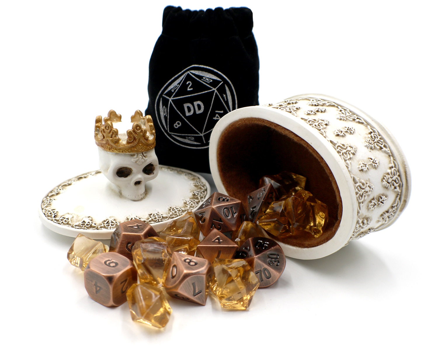 Bronze Steampunk D20 Dice Set With Gothic Storage Box for D&D - Etsy