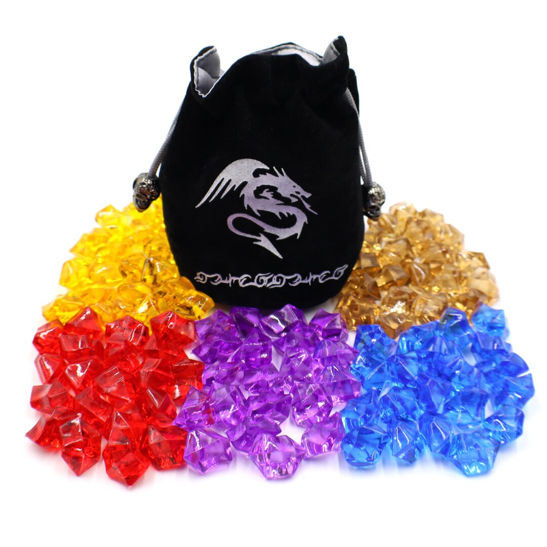 100x Acrylic Crystal Life Counters and Dice Bag - Etsy