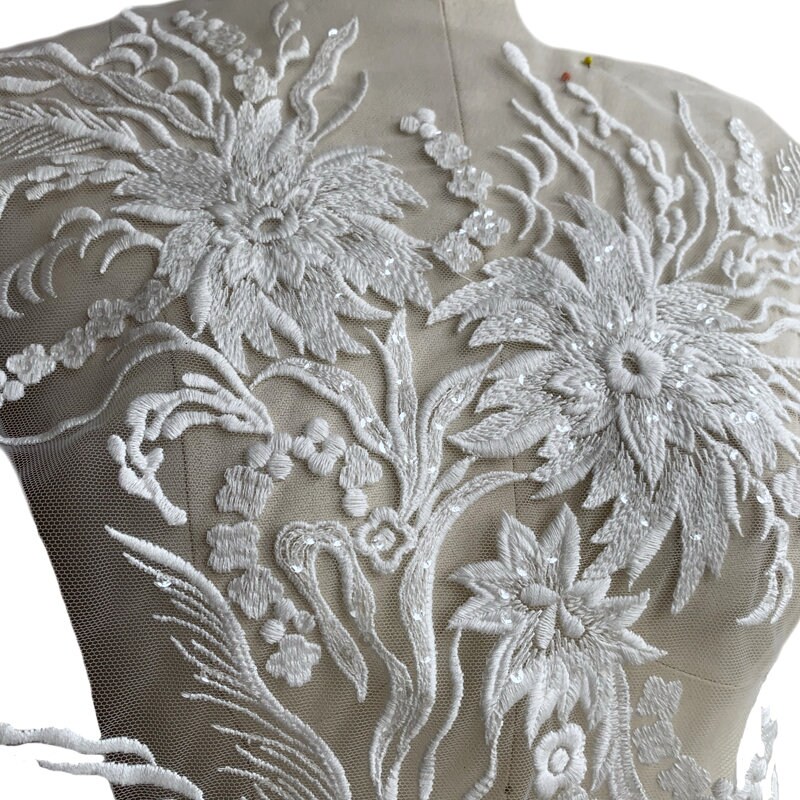 Bridal Sequins Embellishment Lace Applique Embroidered Fabric - Etsy