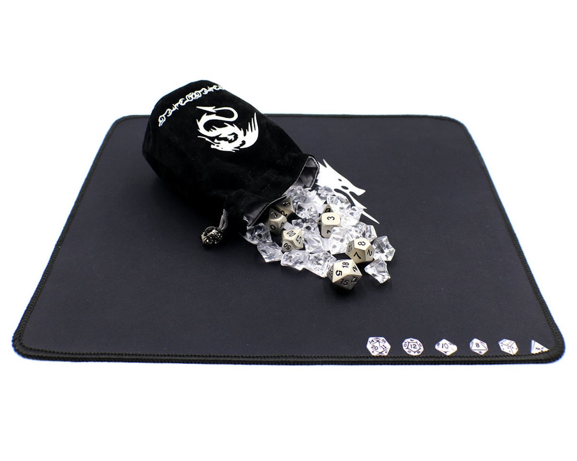 Satin Metal Dice Set With D&D Play Mat Dice Bag and Counters - Etsy ...