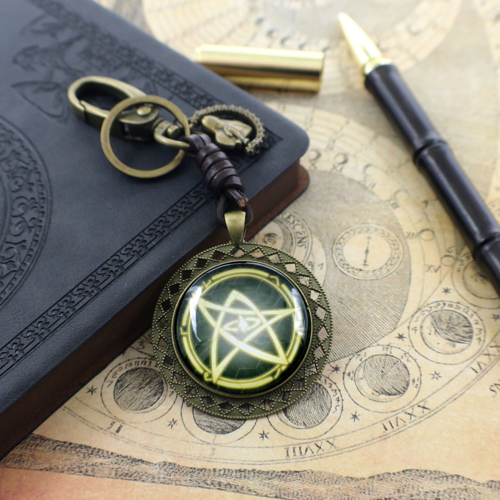 Cthulhu Mythos Elder Sign Keychain / Key Fob Pentacle Pendant - Etsy
