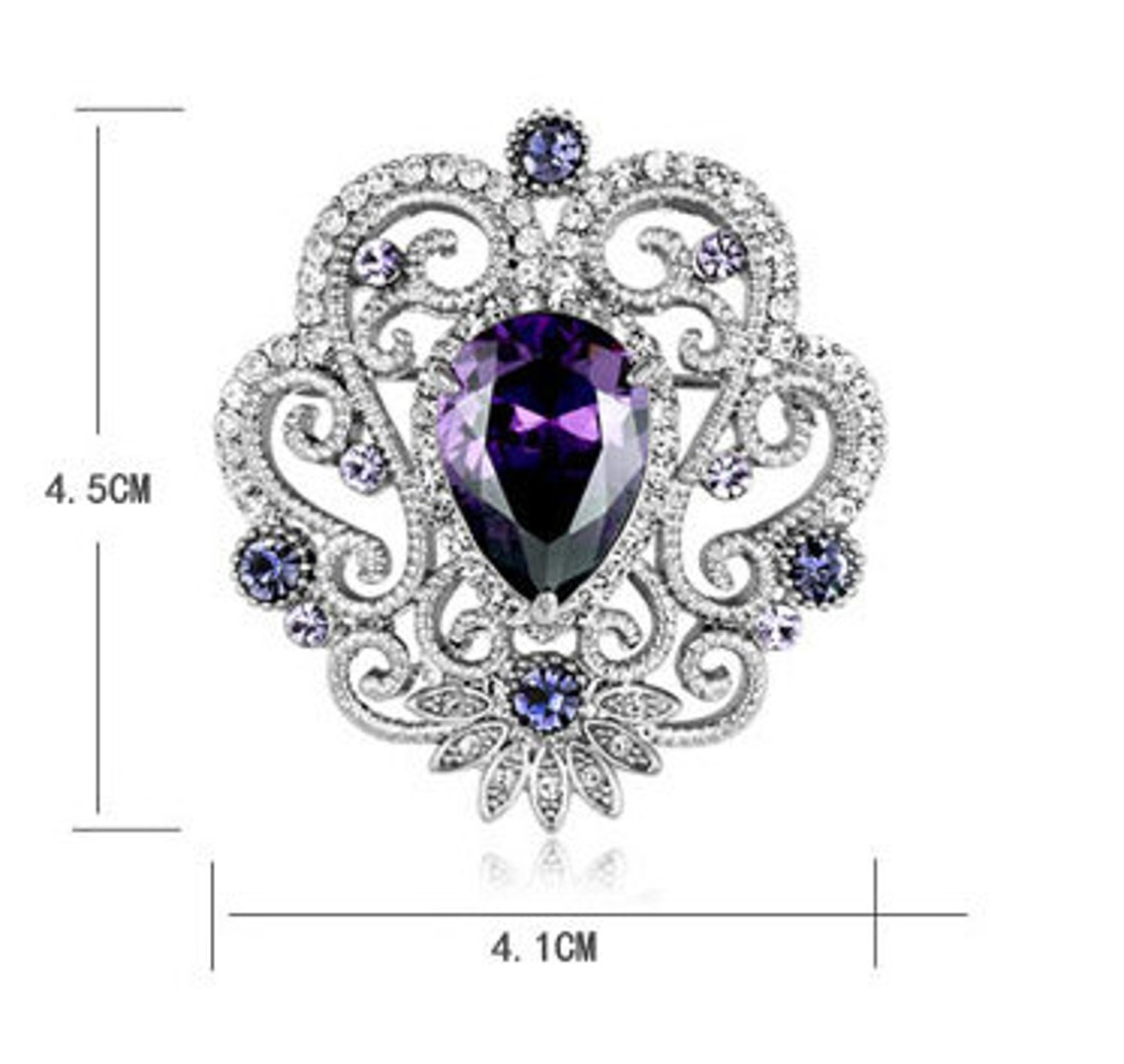 Brooch Rhinestone and Crystal Embellishment Purple Brooch | Etsy